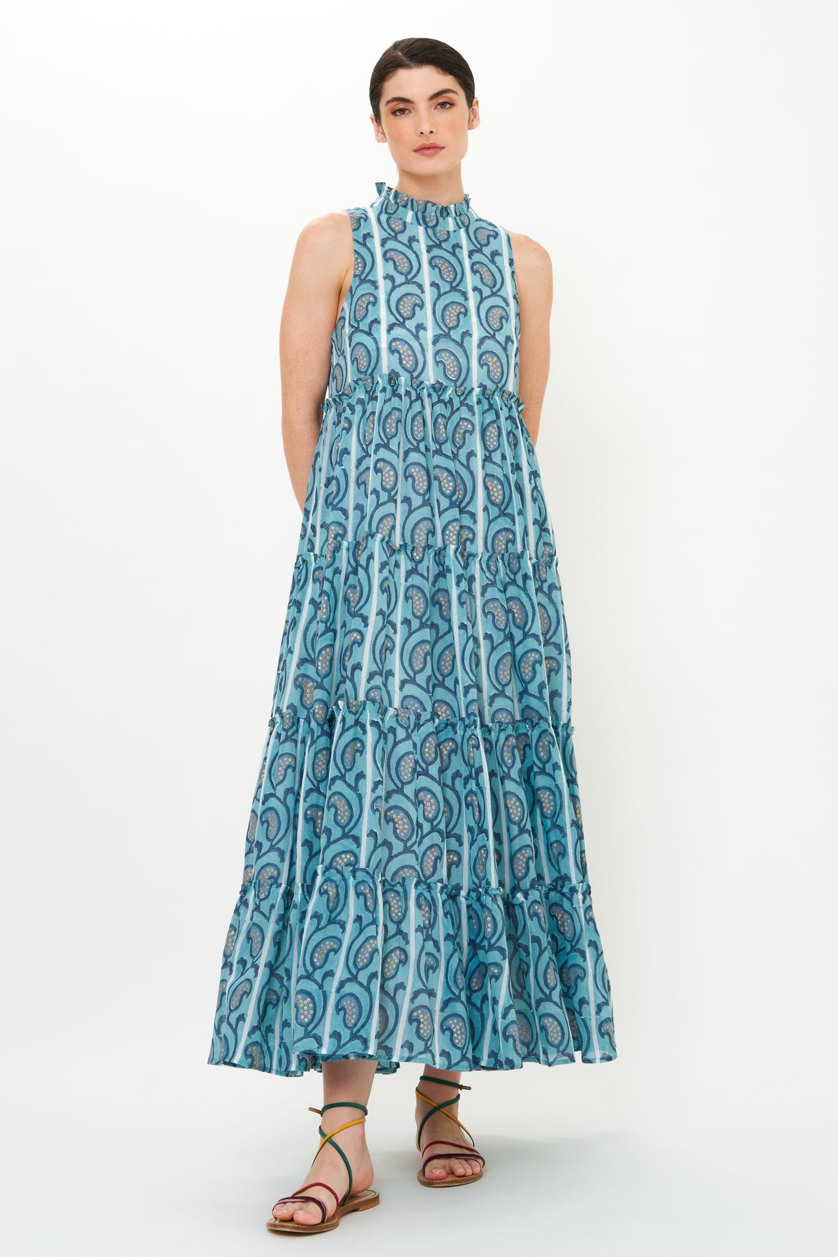 Ruffle Tiered Maxi in Goa Blue – Catherine Campbell